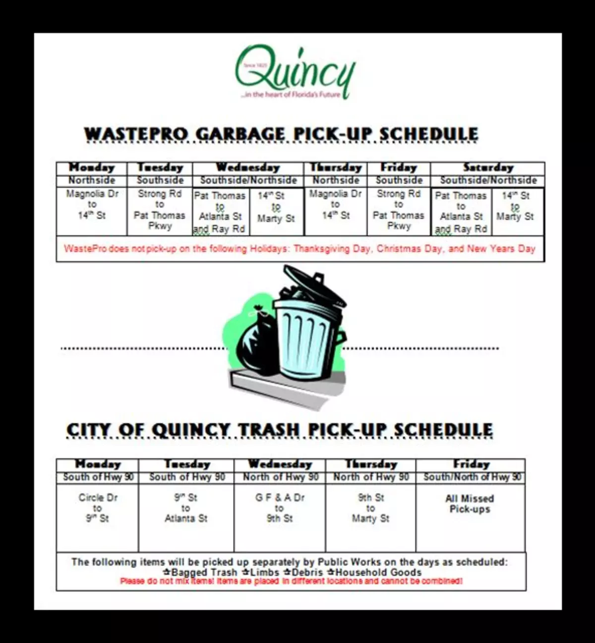 City Maintenance Schedule | Quincy, Florida